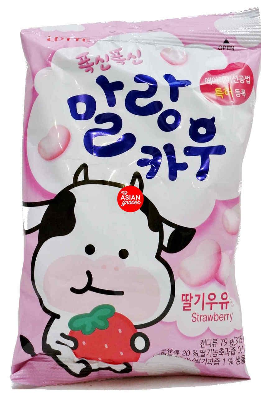 LOTTE SOFT CANDY MALANG COW MILK STRAWBERRY 79 G — Premium Co Groceries